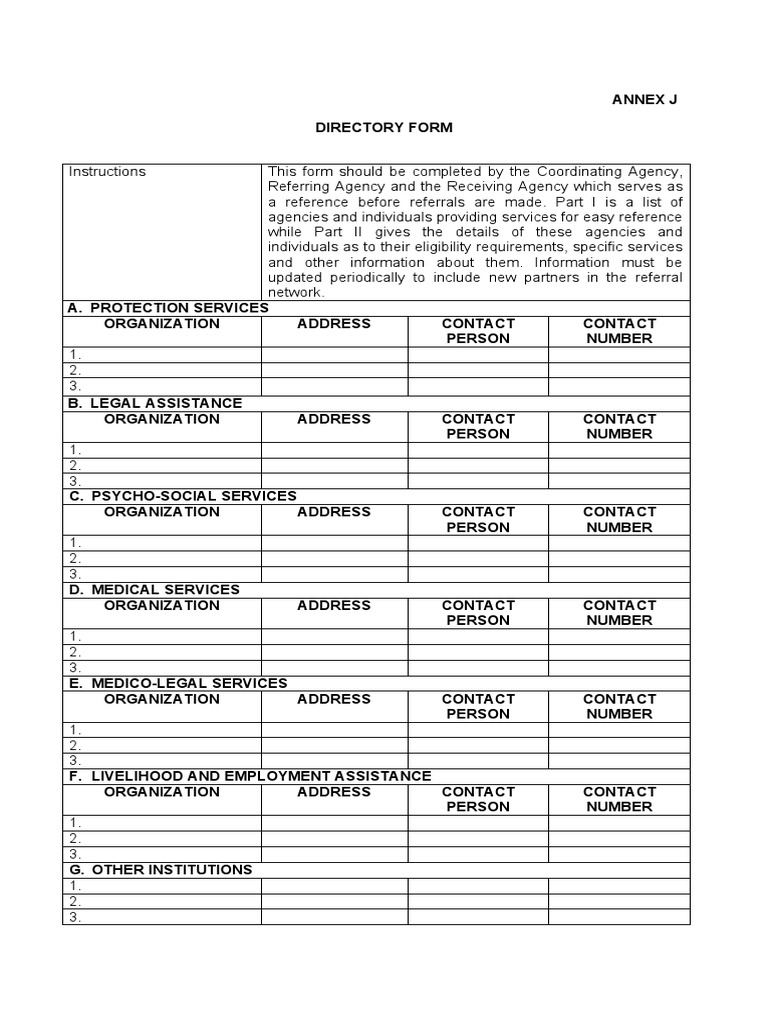 ANNEX J - Directory Form | PDF