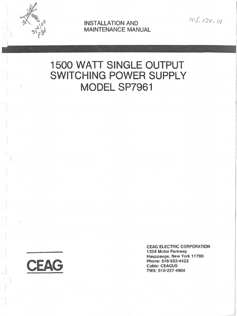 105.120.01 (SP-7961) Power Supply, 645A506G01, 1500w 5v | PDF | Power Supply | Manufactured Goods