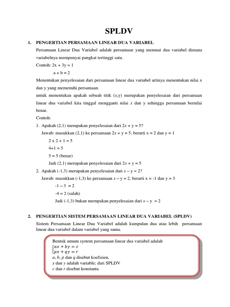 Modul SPLDV New | PDF