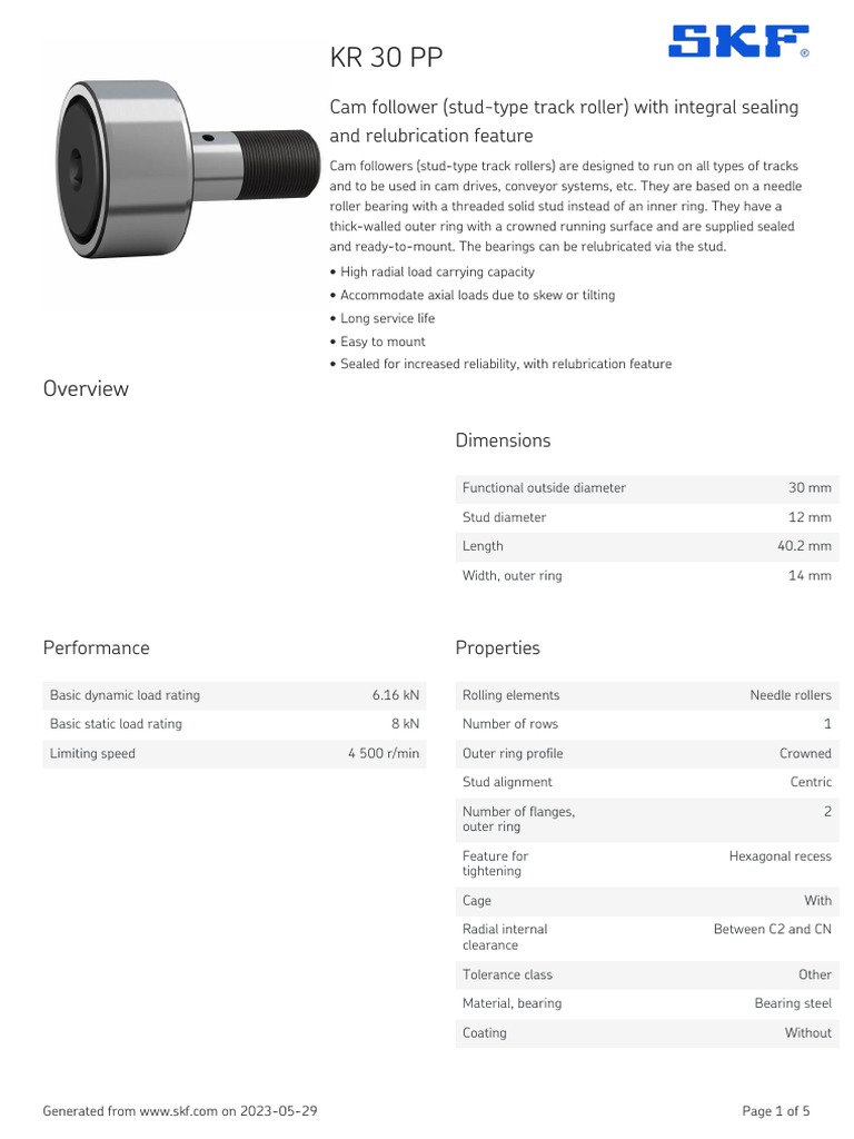 SKF KR 30 PP Specification | Download Free PDF | License | Manufactured ...