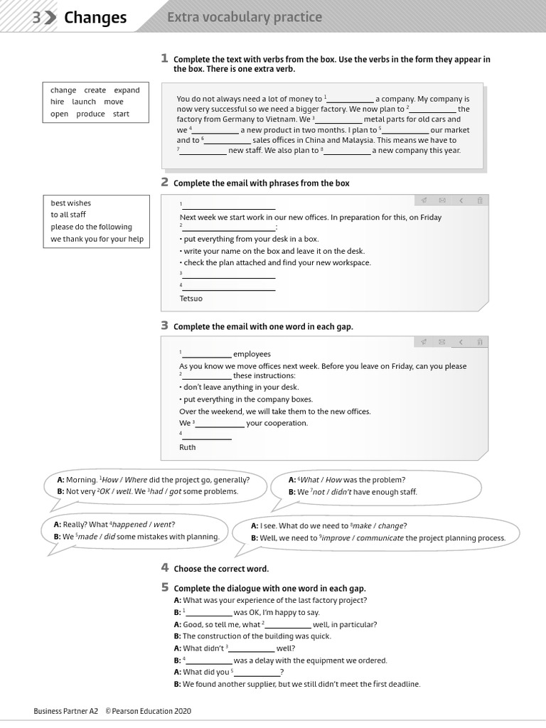A2 Extra Vocab Unit 3 | PDF