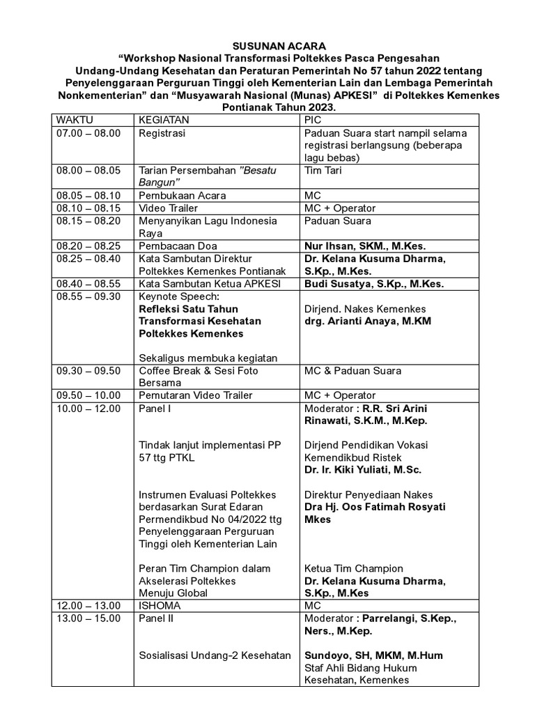 Susunan Acara Menjadi Moderator Seminar PROPOSAL PDF