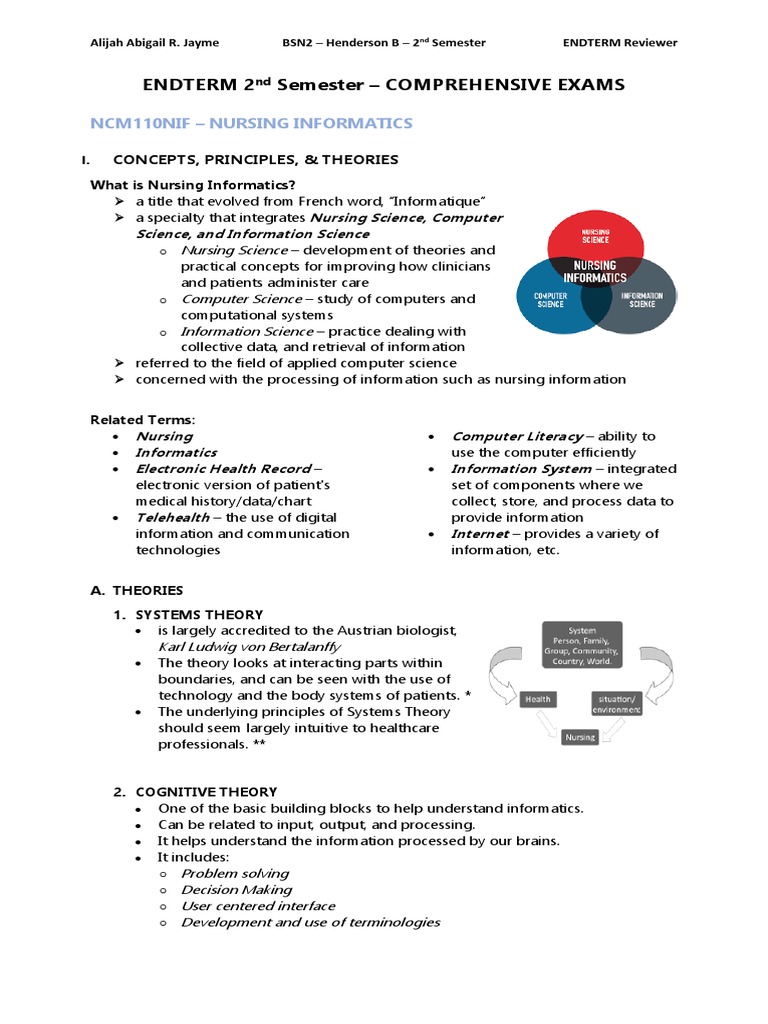 ENDTERM Reviewer - 2nd Semester (NCM110NIF) | PDF | Databases | Nursing