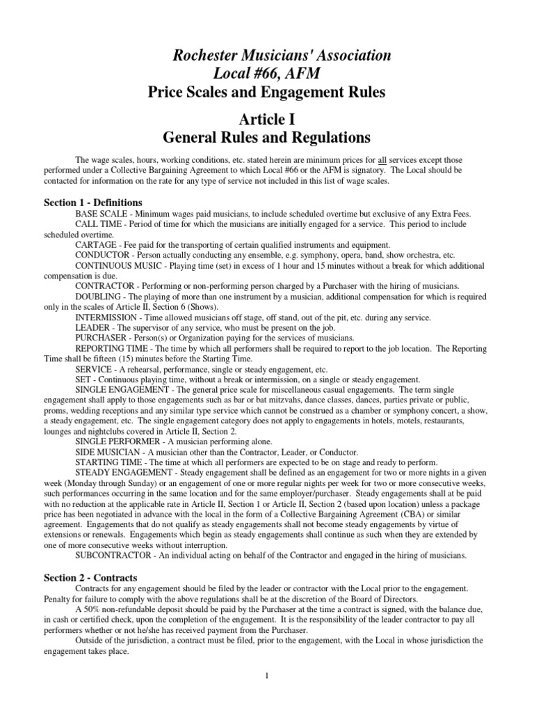 Wage Scales Rules 2018-2019 | PDF | Broadcasting | Musical Instruments