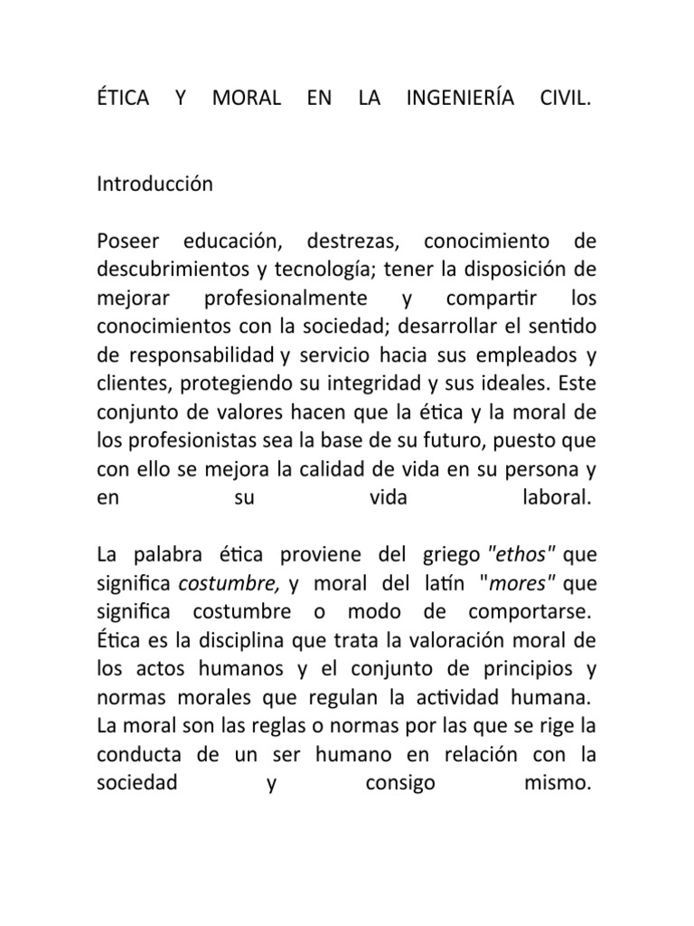 Tarea Problemas Morales Ingeniero Civil | PDF | Moralidad | Ingeniería