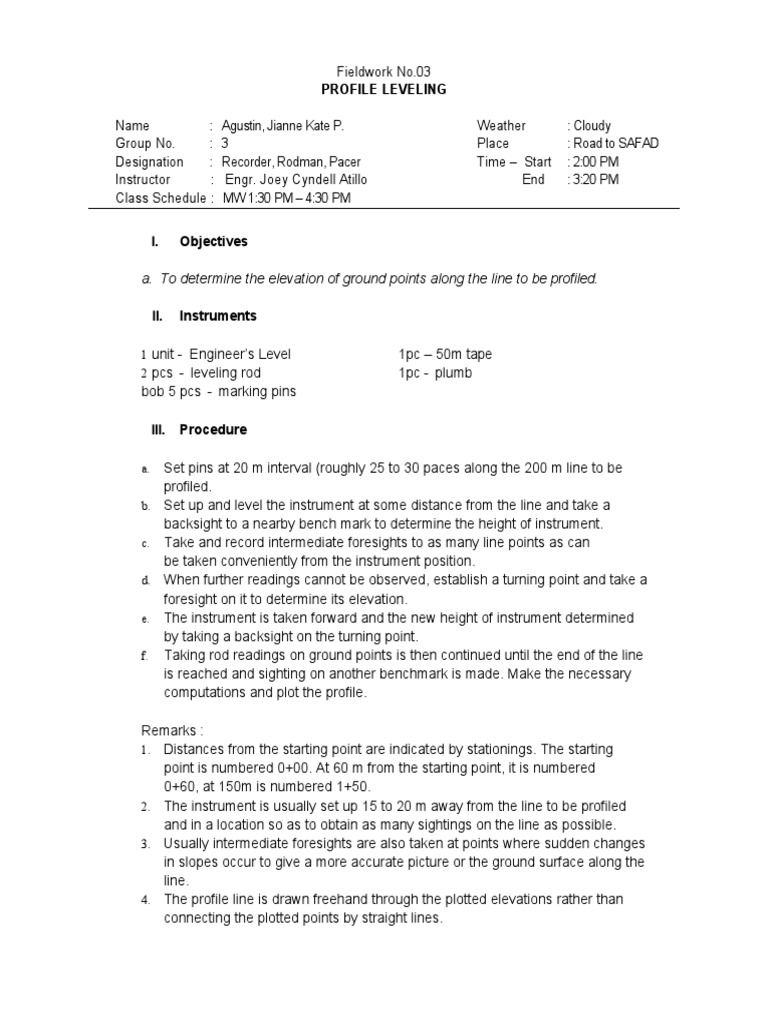 FW#03 - Profile Leveling | PDF