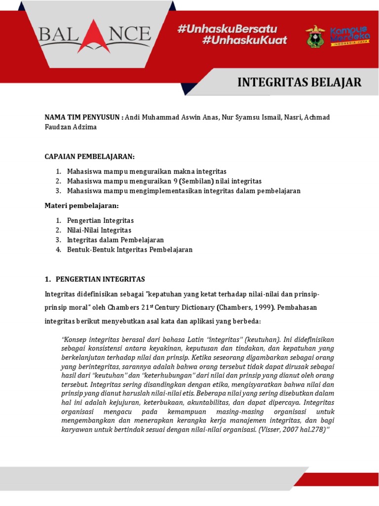 Modul Integritas Belajar | PDF | Karier & Perkembangan