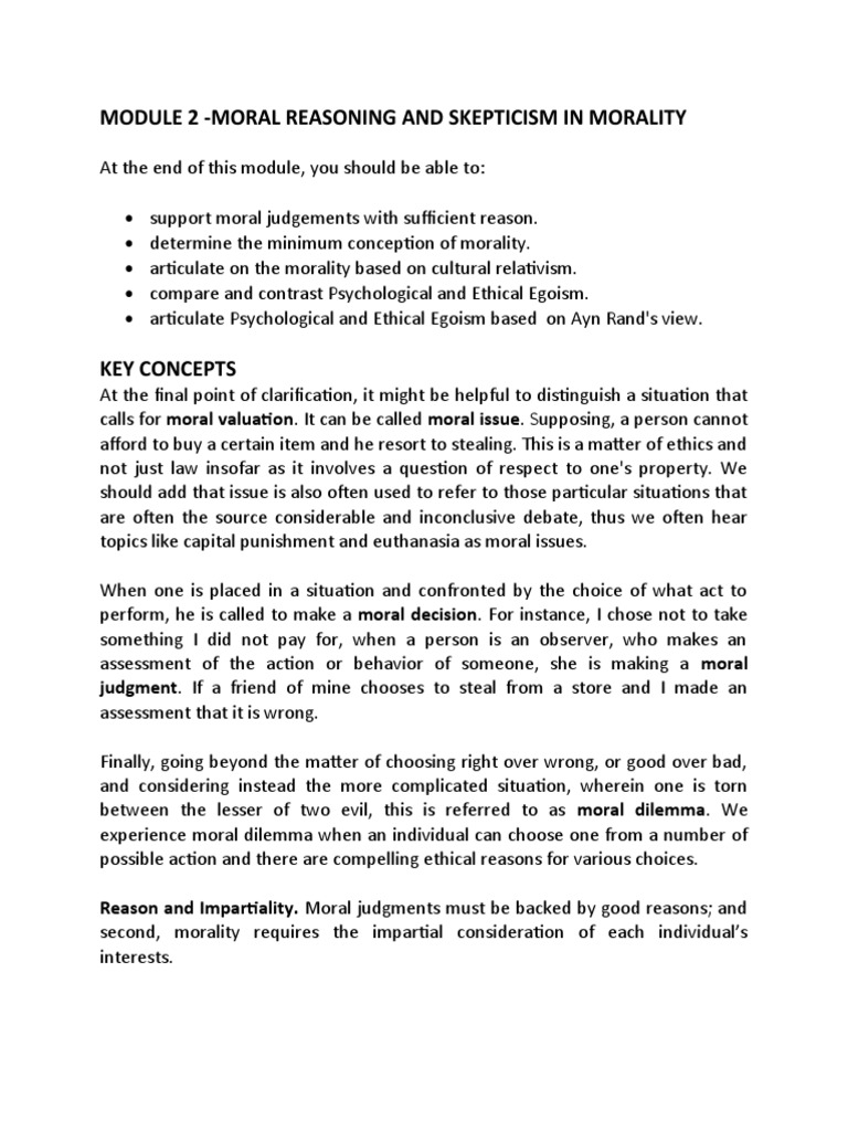 Ethics Module 2 | PDF | Psychological Egoism | Altruism
