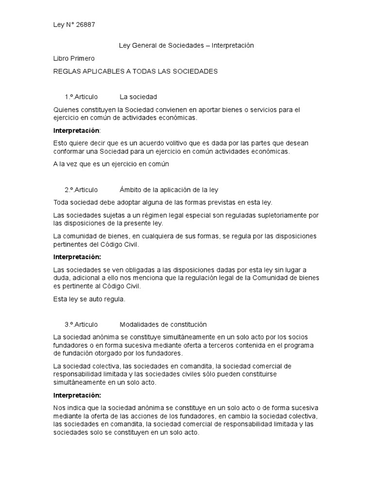 Ley General de Sociedades - Interpretación | PDF | Sociedad de responsabilidad limitada | Justicia