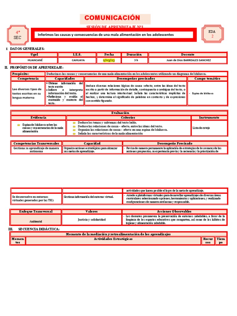 4° SESIÓN DE APRENDIZAJE SESIÓN1-SEM.1-EXP.2 | PDF | Aprendizaje | Adultos