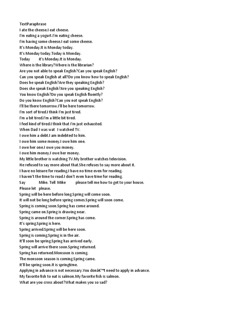 Paraphrase Data - CSV | PDF | Language Arts & Discipline | Foreign ... Paraphrase Data - CSV | PDF | Language Arts & Discipline | Foreign ...