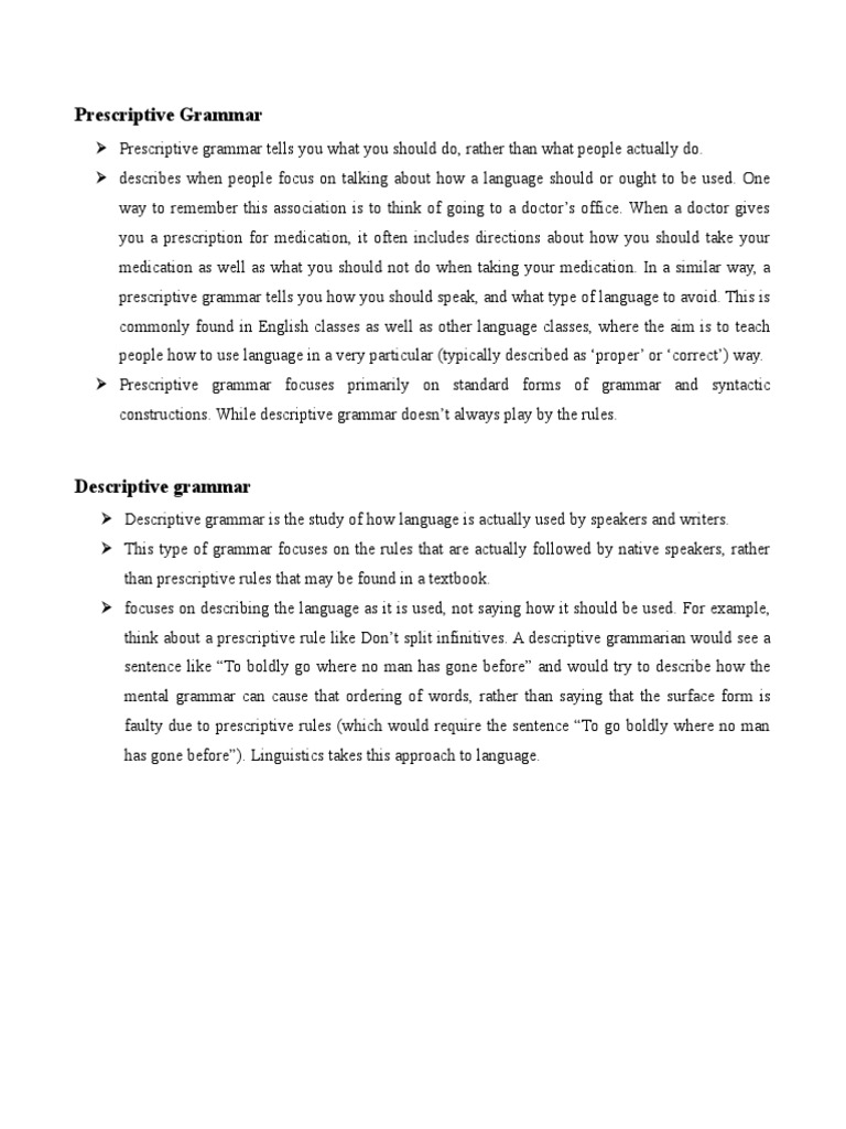 Prescriptive Grammar | PDF