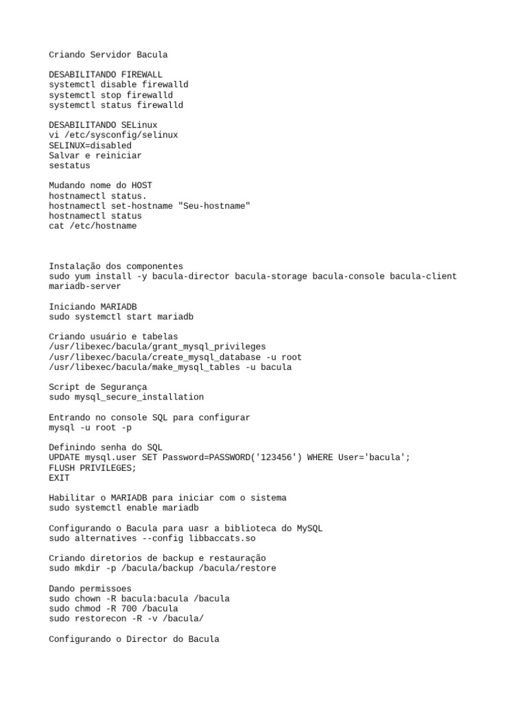 Instalando Servidor Bacula No Centos 7 | PDF | Sudo | Software Engineering