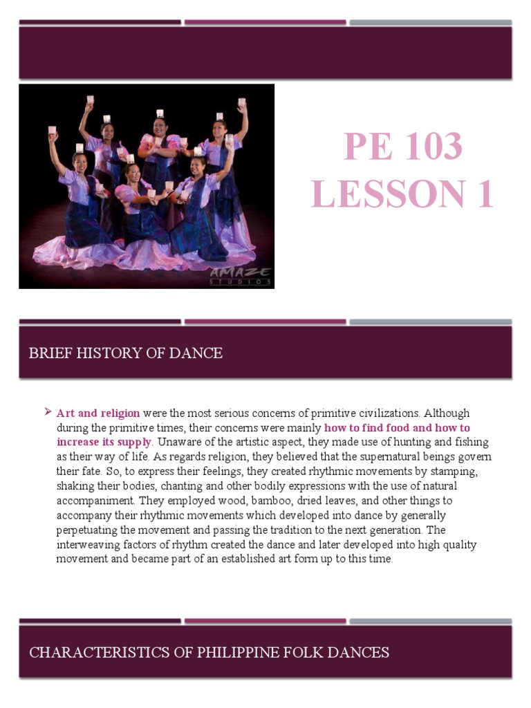 PE 103 - Lesson 1 | PDF | Dances | Philippines