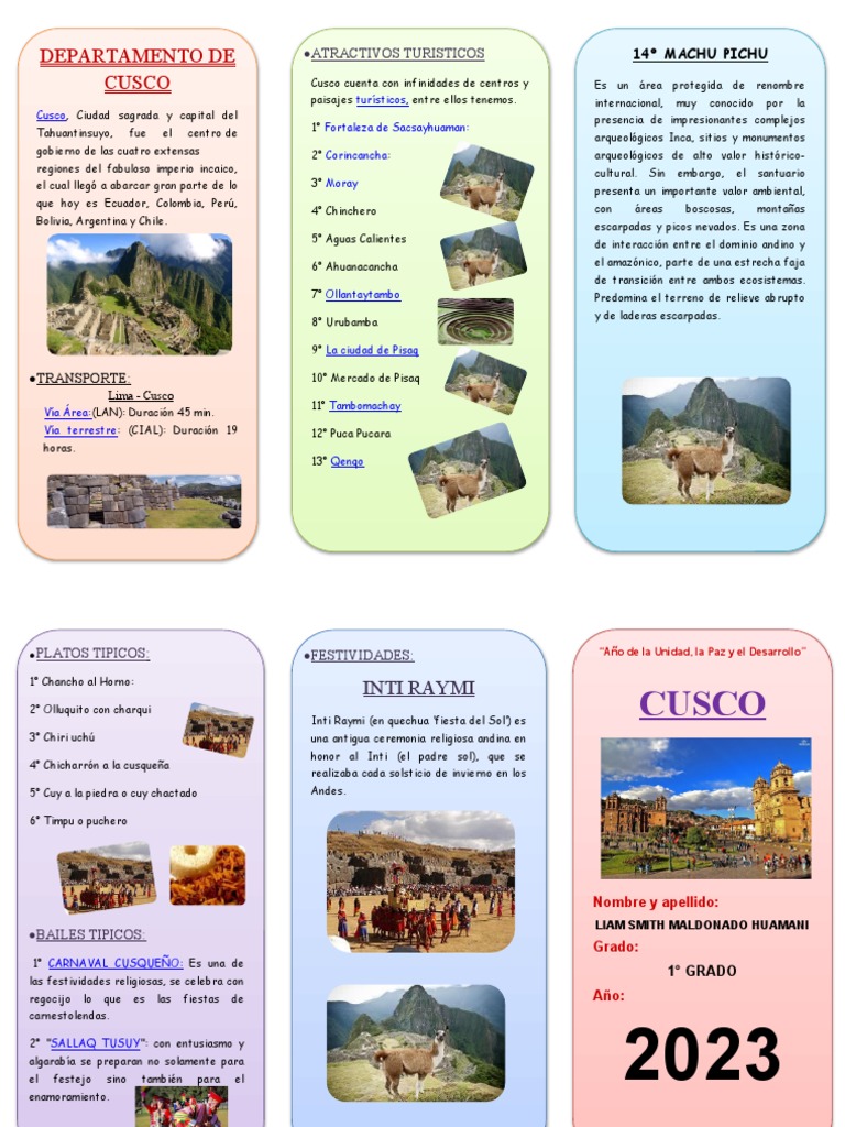 Triptico Ciudad de Cusco | PDF | Imperio Inca | Andes