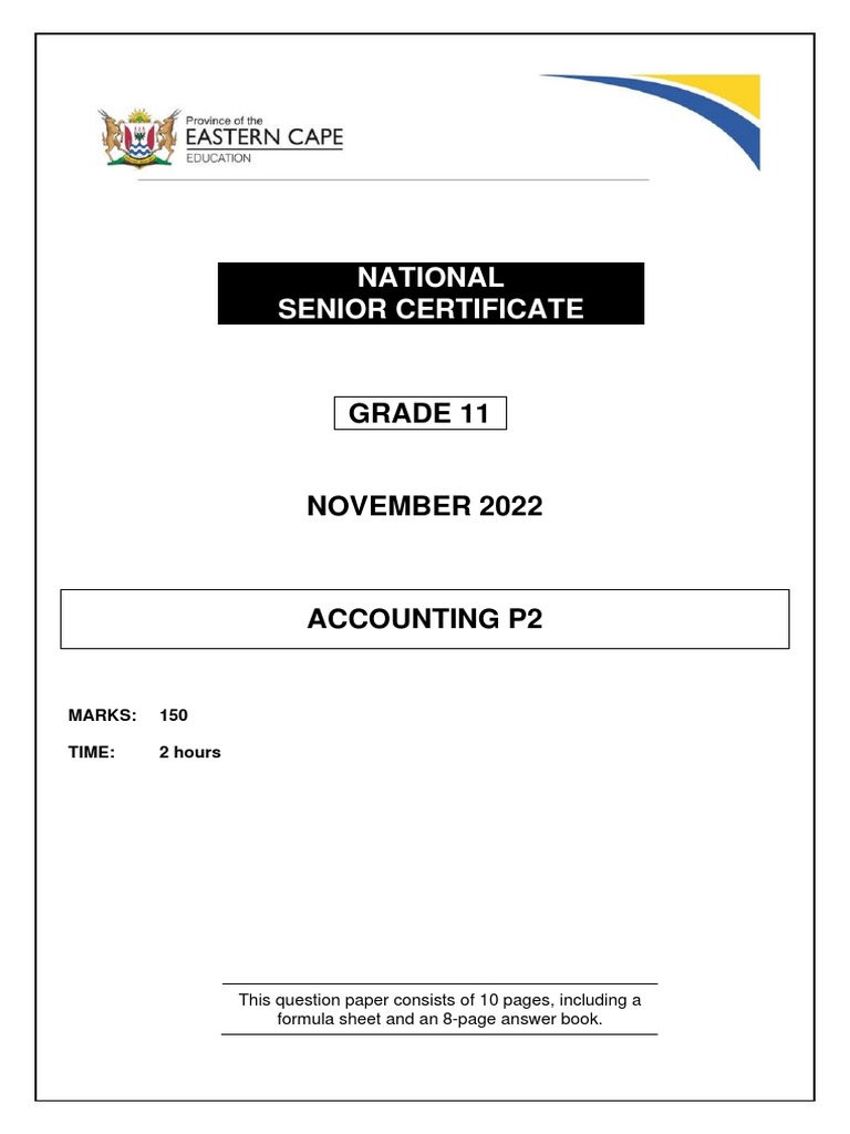 ACCOUNTING P2 GR11 QP NOV2022 - English | PDF | Debits And Credits ...