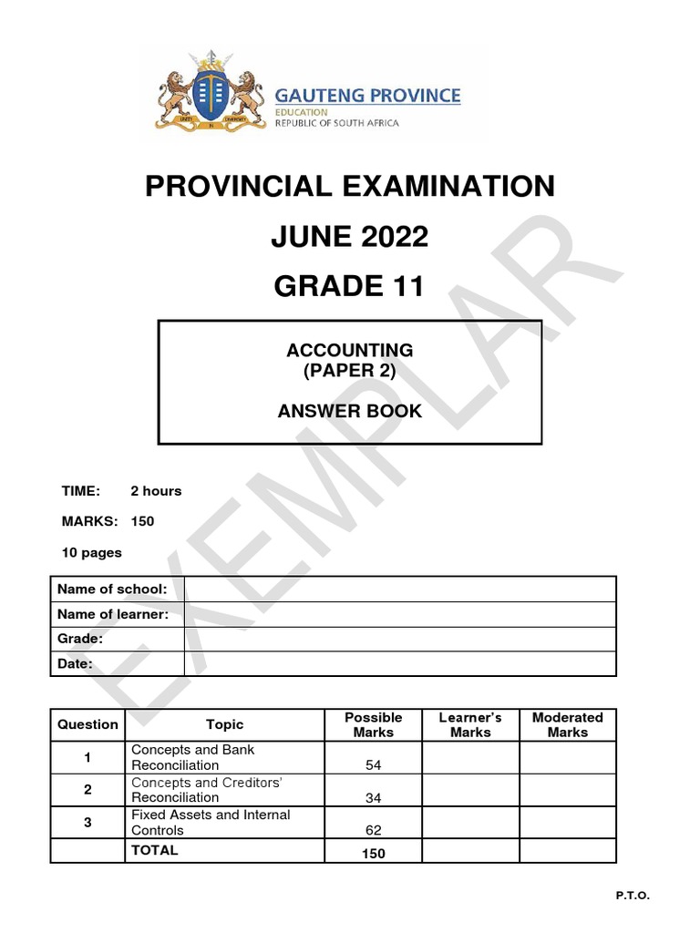 Gr11 ACC P2 (ENG) June 2022 Answer Book | PDF | Debits And Credits ...