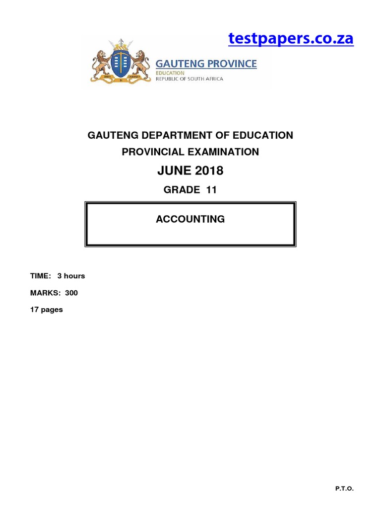 Gr11 Acc June 2018 Question Paper | PDF | Depreciation | Debits And Credits