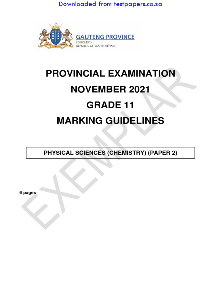 Gr11 Physical Sciences P2 (ENG) NOV Possible Answers | PDF | Chemical ... Gr11 Physical Sciences P2 (ENG) NOV Possible Answers | PDF | Chemical ...