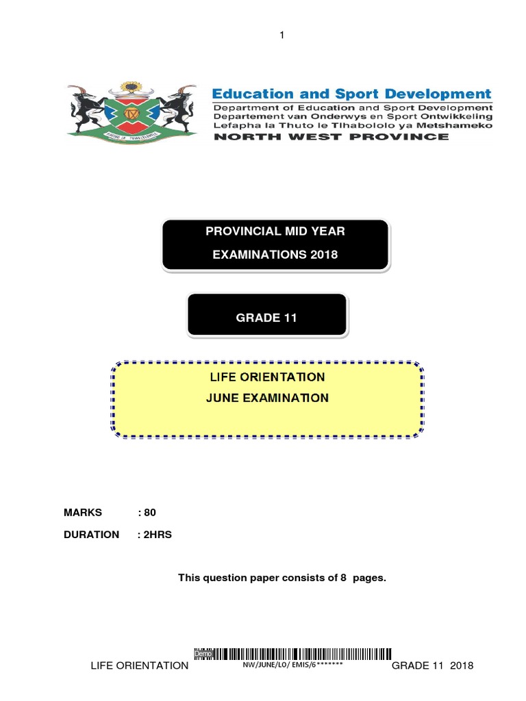 Life Orientation GR 11 Paper | PDF | Skeletal Muscle | Psychology