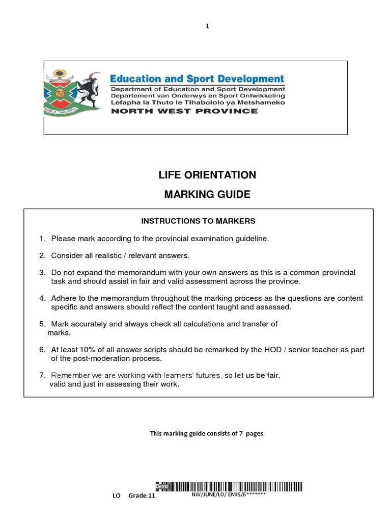 Life Orientation GR 11 MEMO | PDF | Learning | Psychology