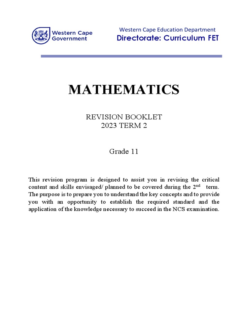 Mathematics Grade 11 Revision Term 2 - 2023 | Download Free PDF ...