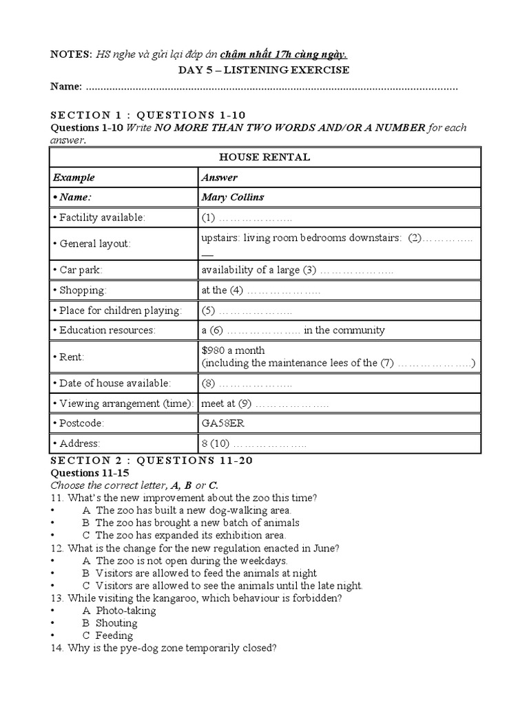 Listening & Writing Tasks for Students | PDF