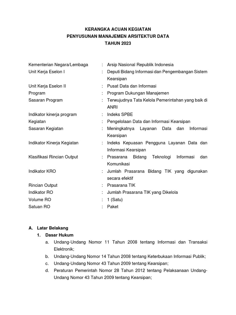 Arsitektur Data Kearsipan Nasional 2023 | PDF