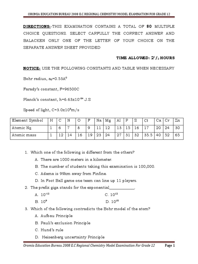 Chemistry Grade 12 | PDF | Reaction Rate | Molecular Orbital