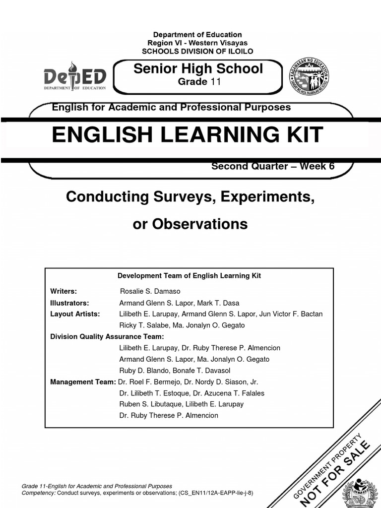 Eapp Q2 Module6 | PDF | Survey Methodology | Experiment