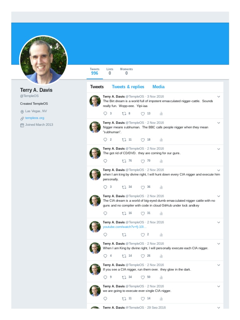 Terry A. Davis: Controversial Tweets | PDF