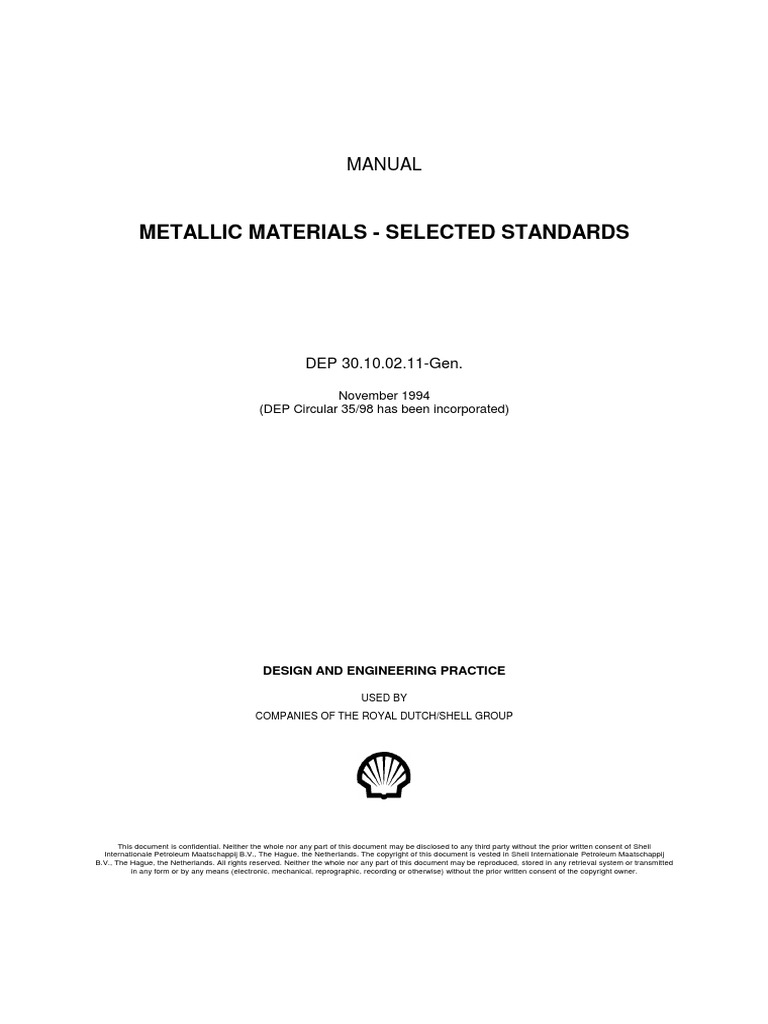 DEP30.10.02.11.metalic Material Standards | PDF | Pipe (Fluid ...
