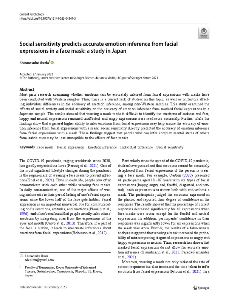 Social Sensitivity Predicts Accurate Emotion Inference From Facial ...