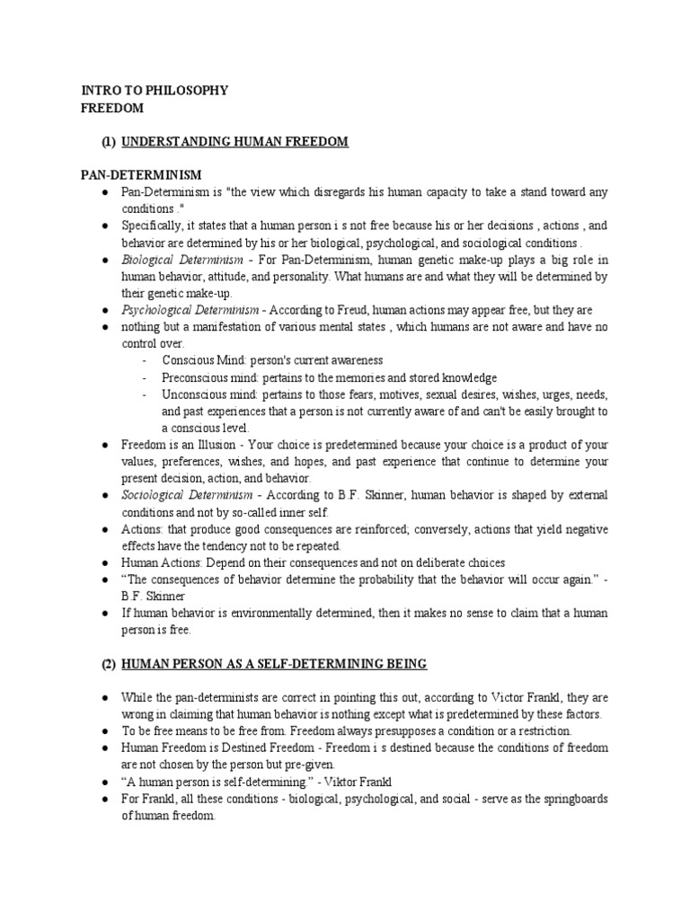 Philo Reviewer | PDF | Free Will | Theory Of Mind