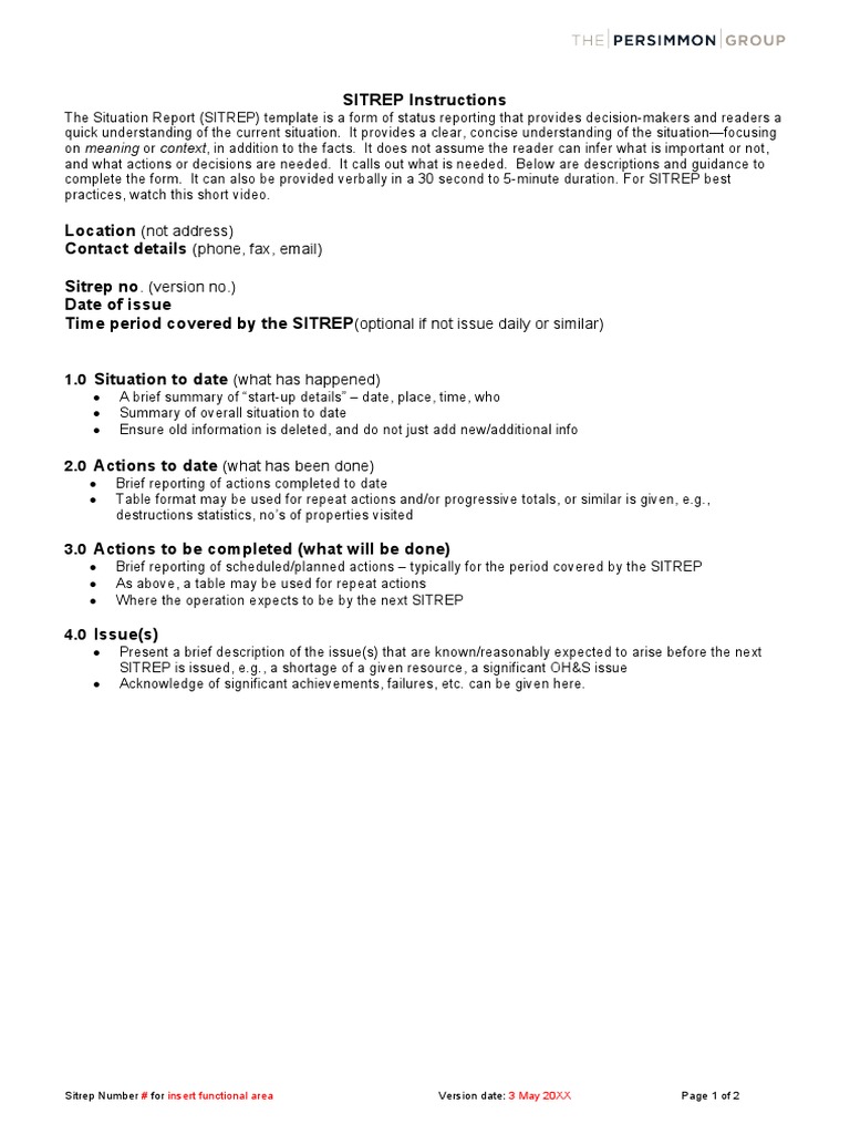 SITREP Template | PDF