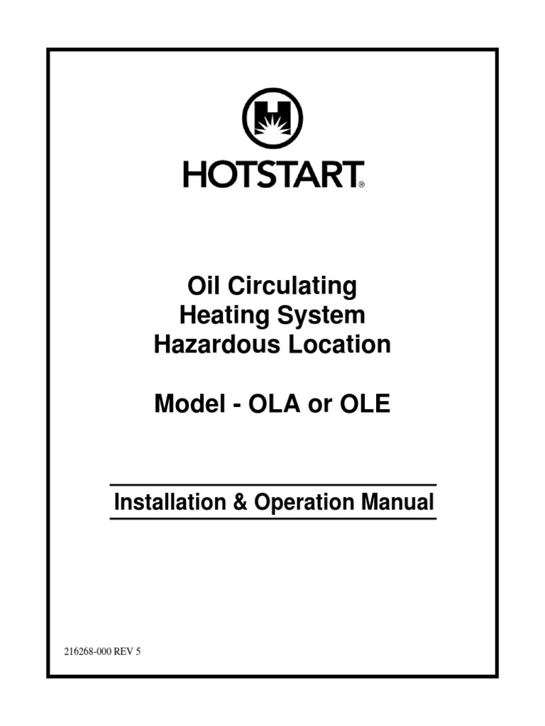 Hotstart - Model OLA or OLE - Oil Circulating Heating System Hazardous ...