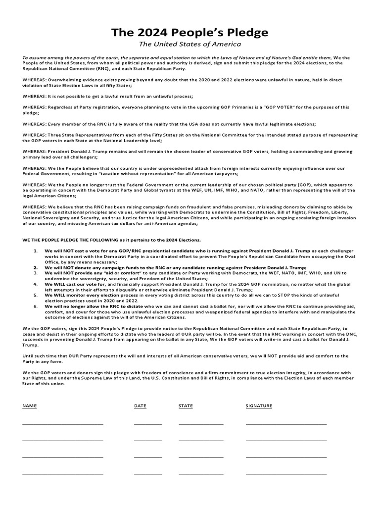 The 2024 People's Pledge (Public) | PDF | American Government ...