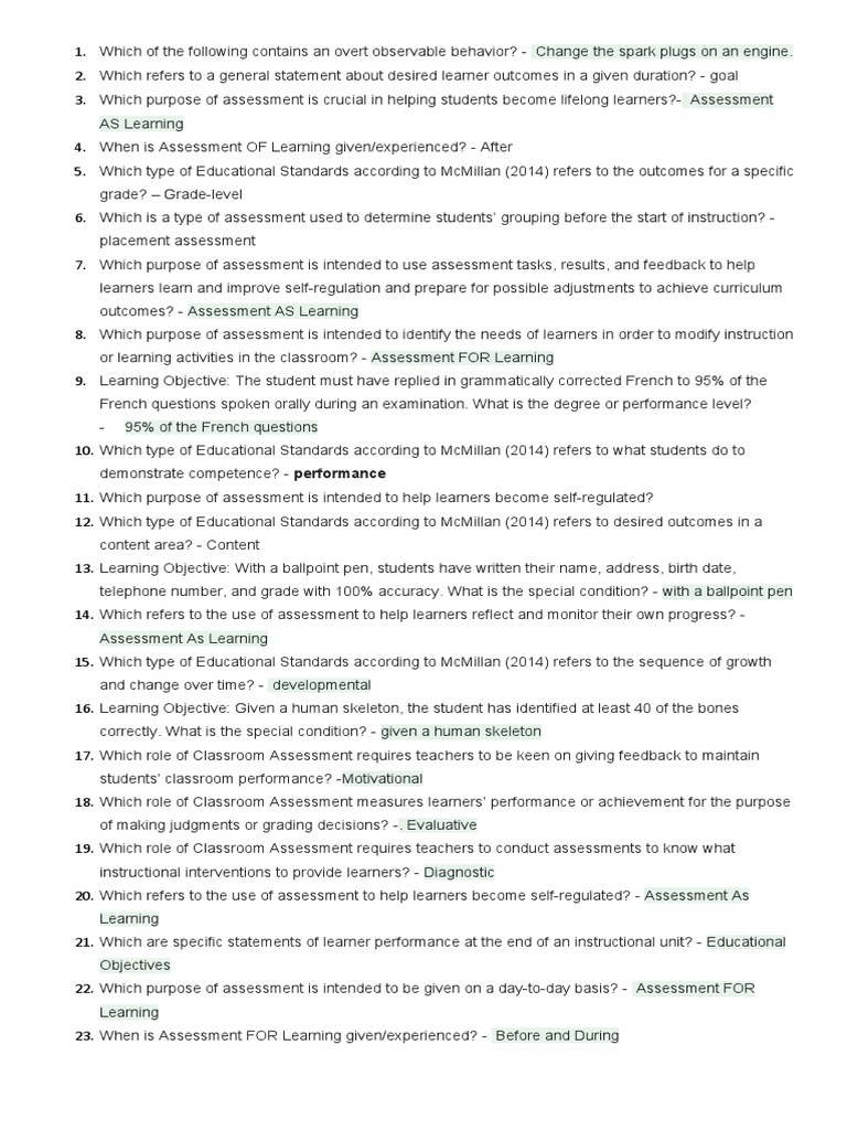 Edu 533 Formative Quiz 3 | PDF | Educational Assessment | Learning