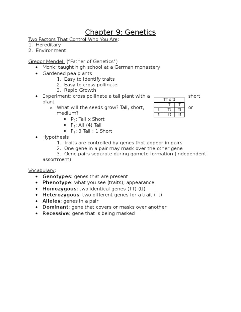 Genetics and Trait Inheritance | PDF