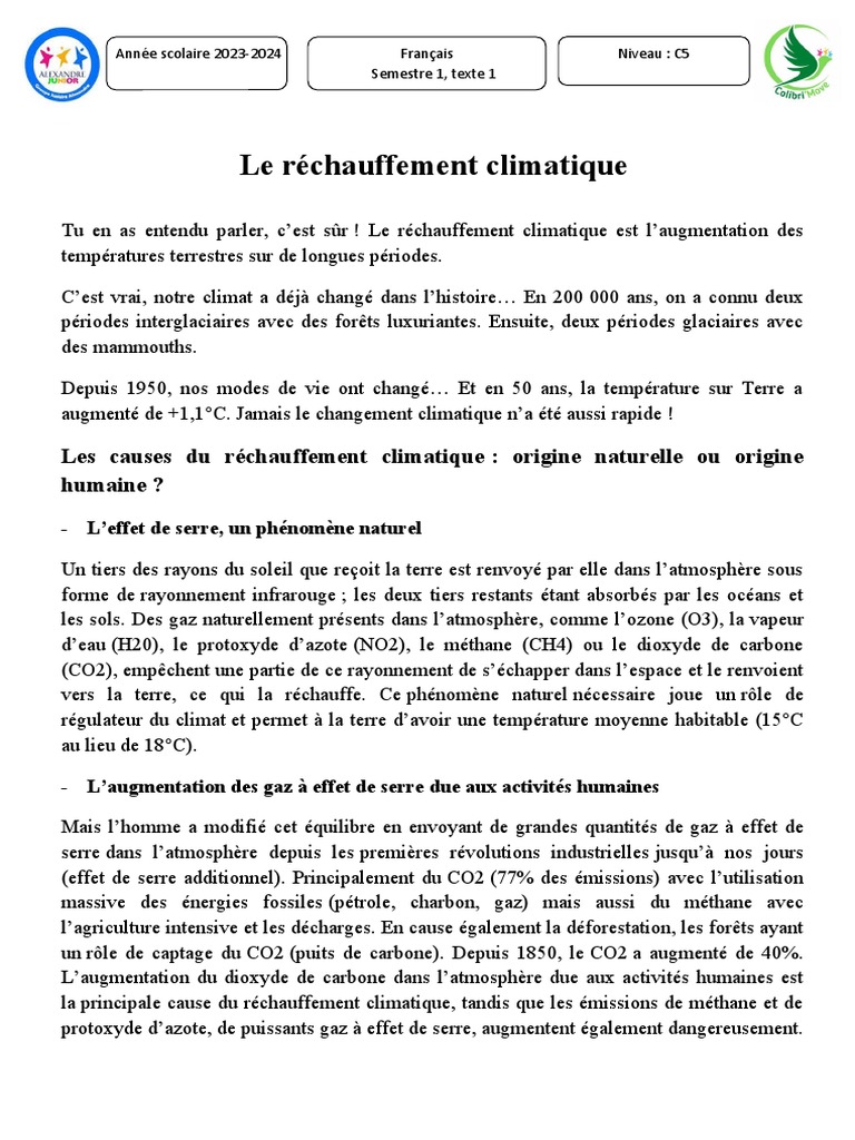 Le Réchauffement Climatique | PDF