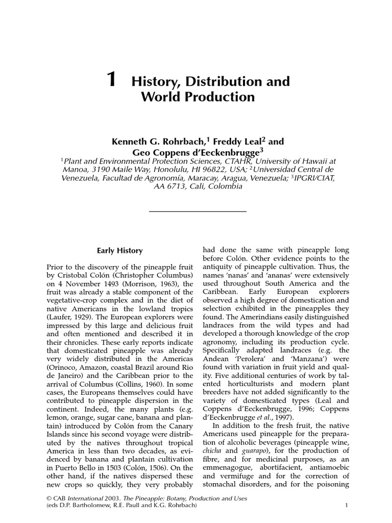 History, Distribution and World Production | PDF | Pineapple | Agriculture