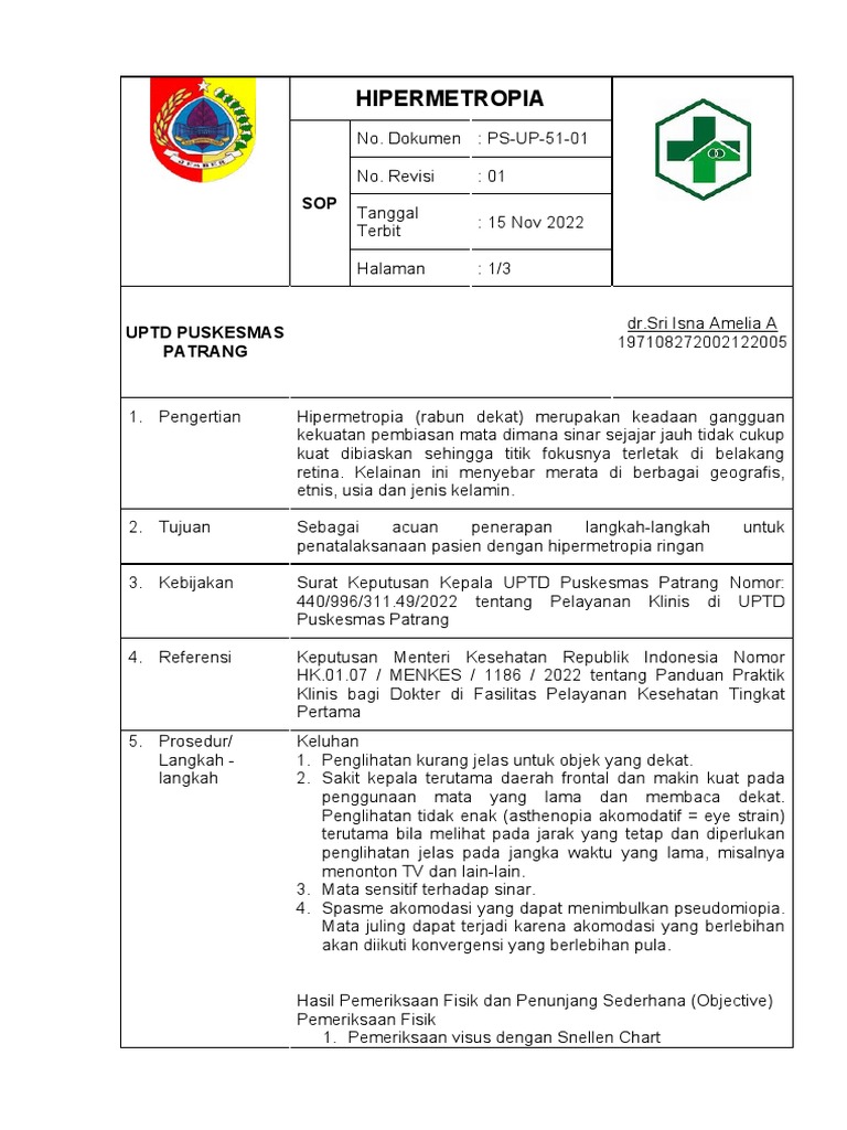 51.sop PPK - Hipermetropia | PDF
