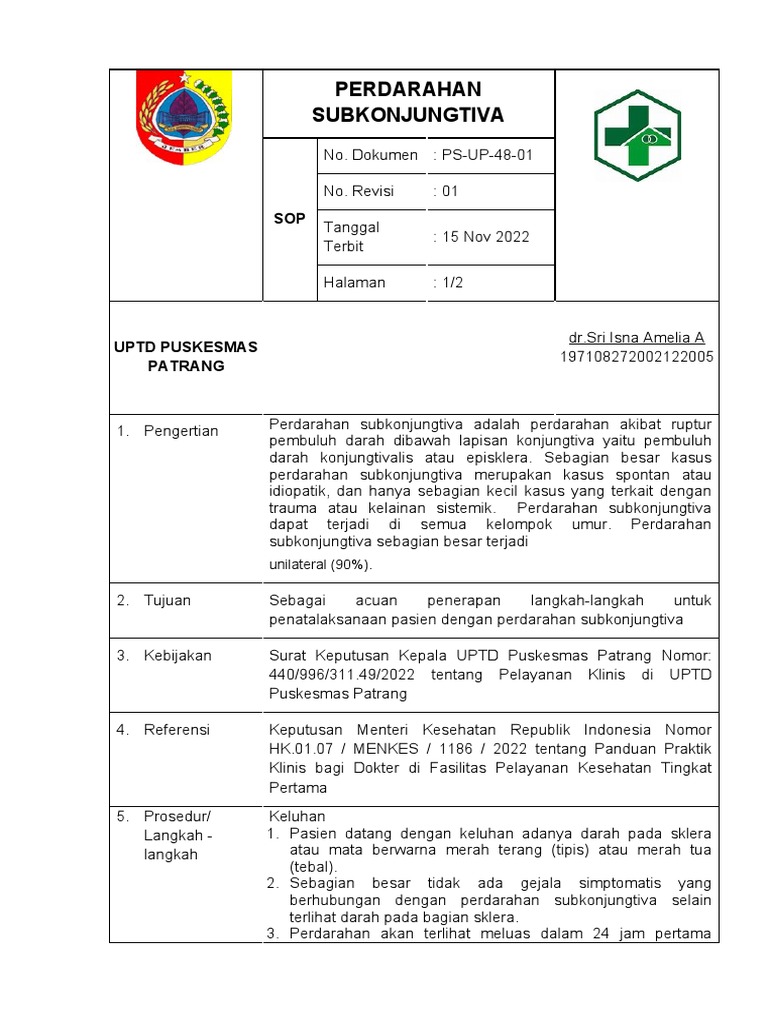 48.SOP PPK- Perdarahan Subkonjungtiva | PDF
