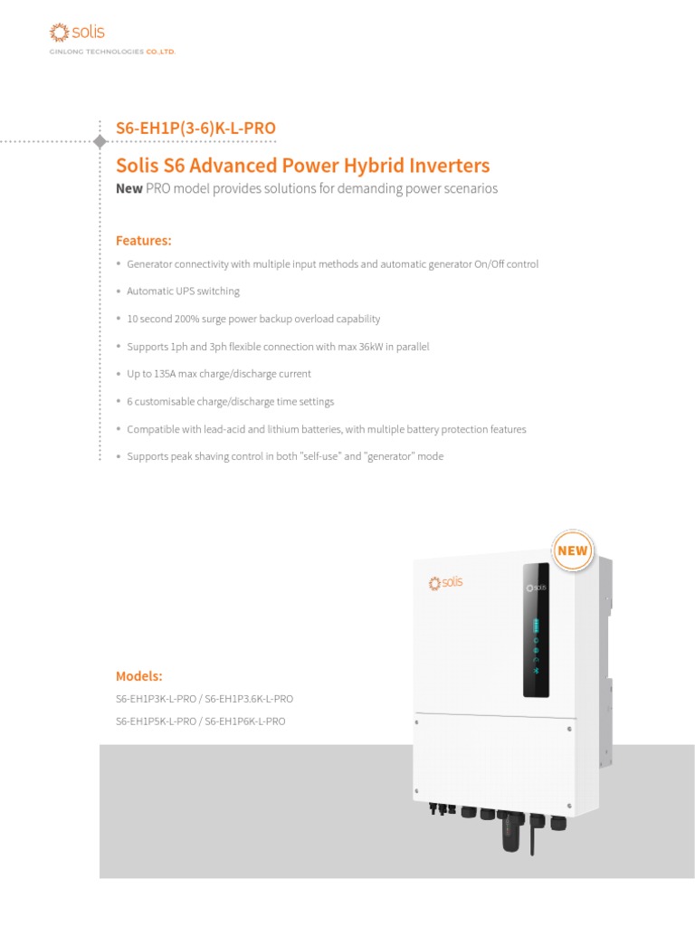 Solis S6 6kW Hybrid Inverter Datasheet | PDF | Electrical Engineering ...