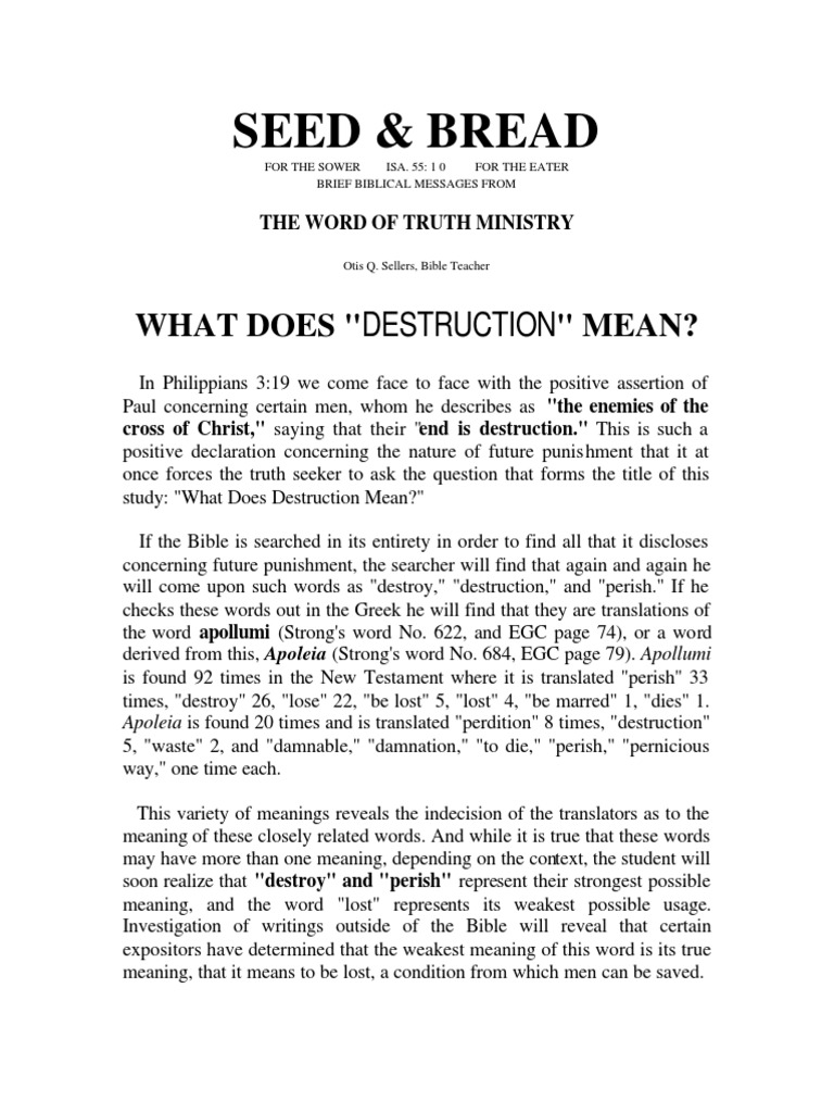SB186 - Destruction Meaning | Download Free PDF | Bible | Hell