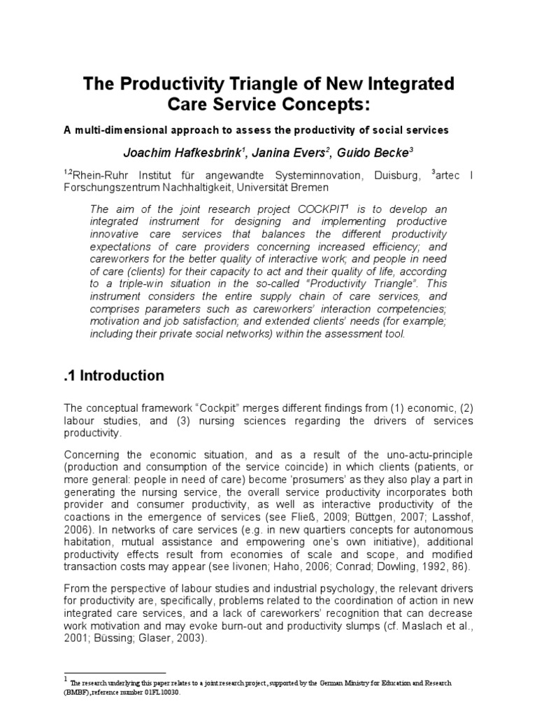 Productivity Triangle Reser 2011 Final | PDF | Nursing | Employment