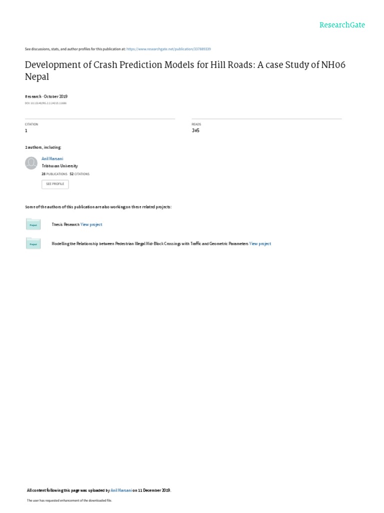 Crash Prediction Model Pdf
