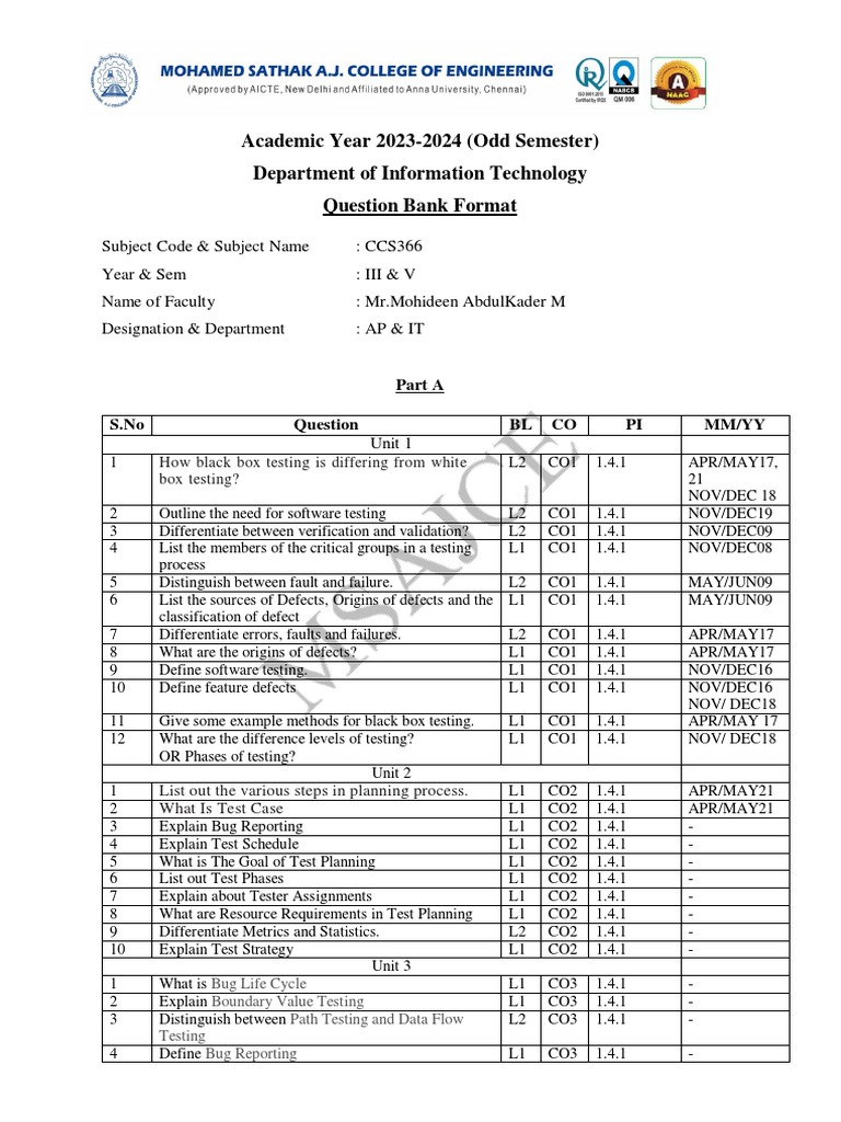 Software Testing Question Bank - All Units - Watermark | PDF | Software ... Software Testing Question Bank - All Units - Watermark | PDF | Software ...