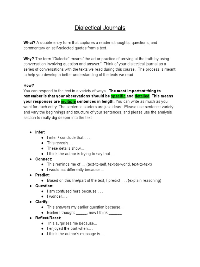 Dialectical Journal - A Raisin in The Sun | PDF