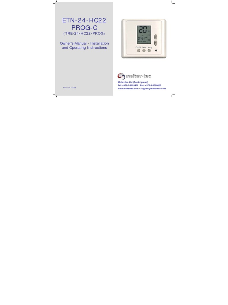 Etn 24 hc22 Prog C | PDF | Thermostat | Workweek And Weekend